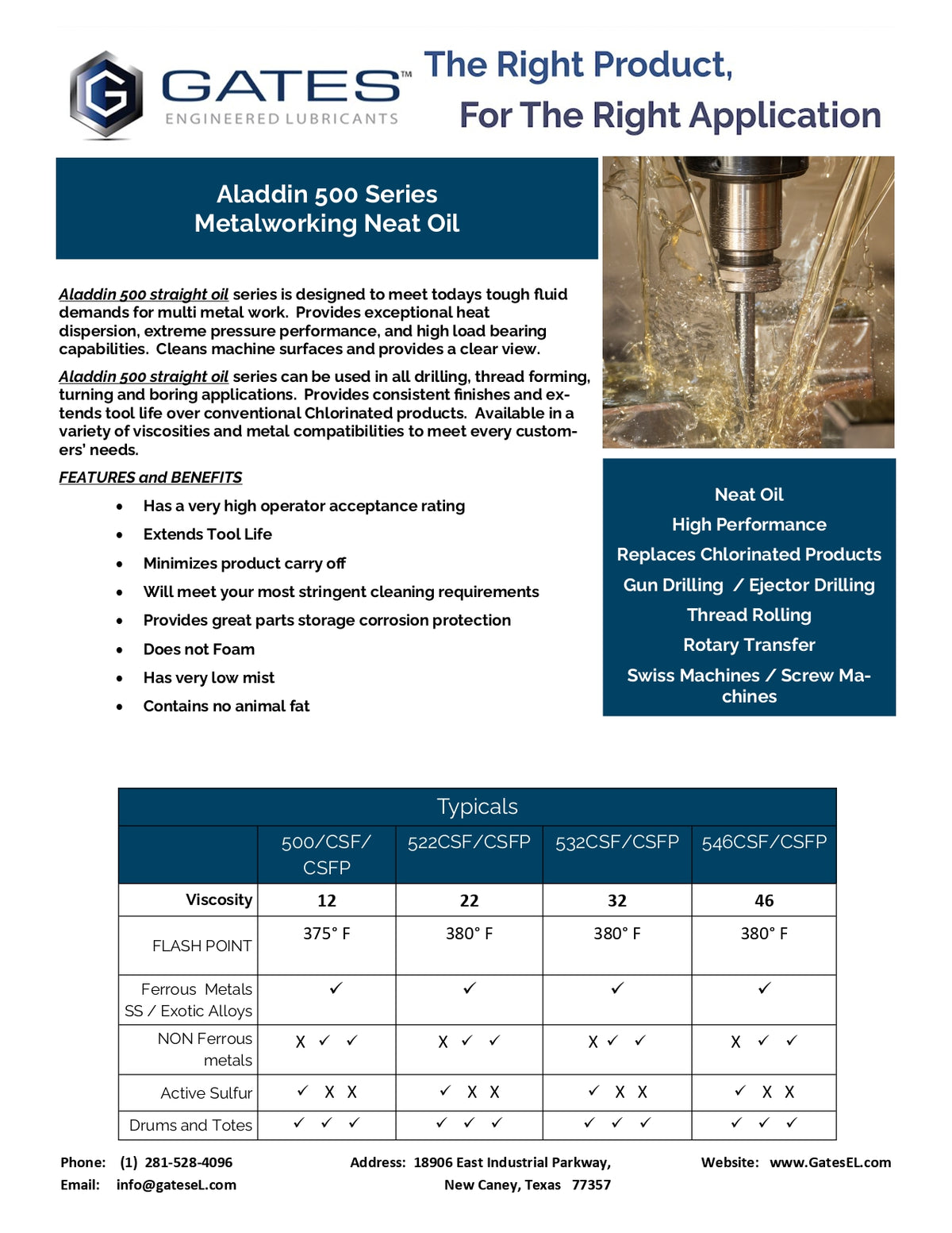 Aladdin 500 Series Metalworking Neat Oil — gatesel